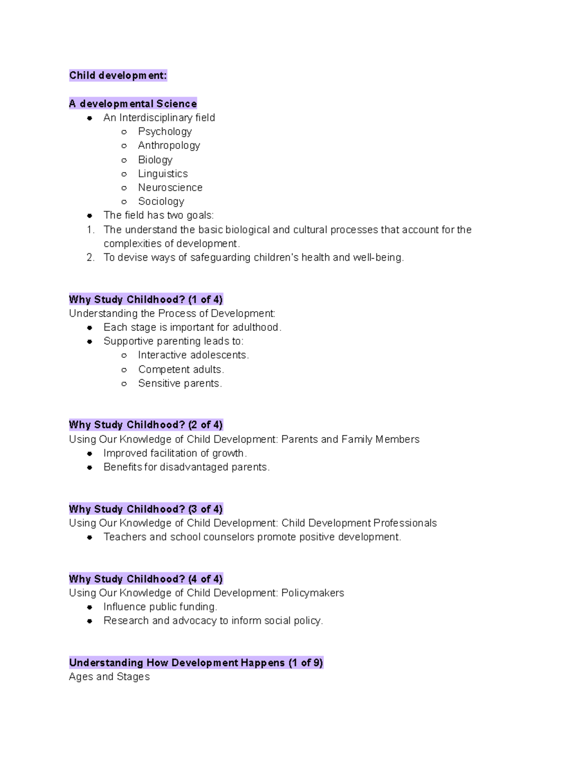 HDFS 221 Week 1-2 Notes: Key Themes in Child Development - Studocu