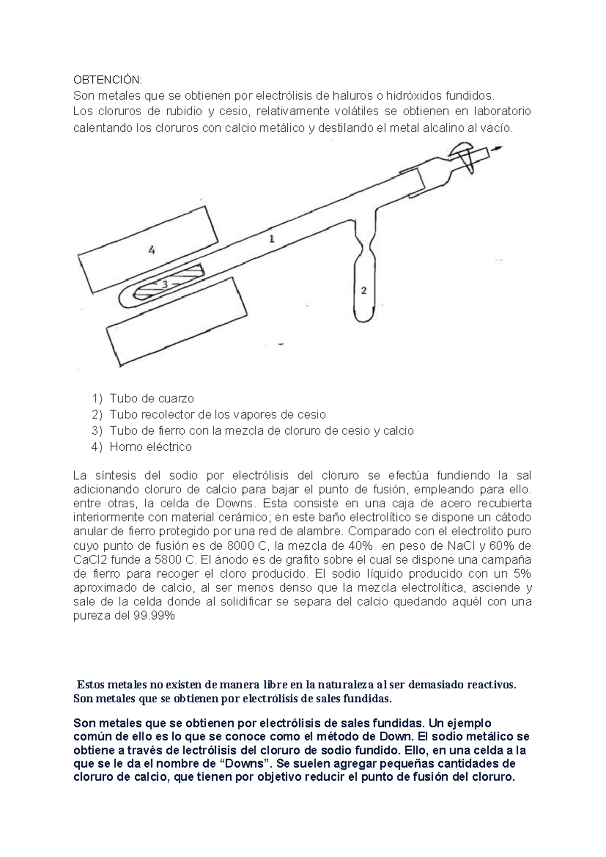 Obtención de Metales Alcalinos: Electrólisis y Compuestos (OBT-2023 ...