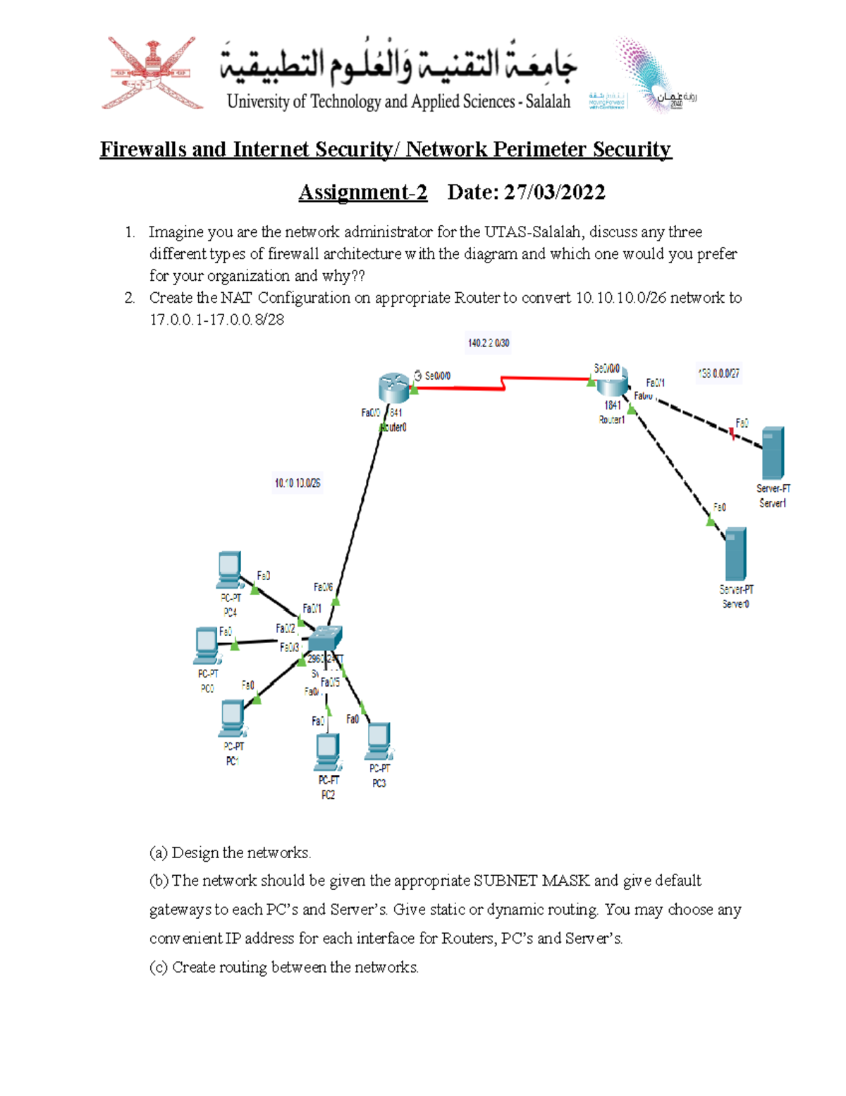 Firewall & Internet Security Assignment 2 AY 21-22 Sem 2 Details - Studocu