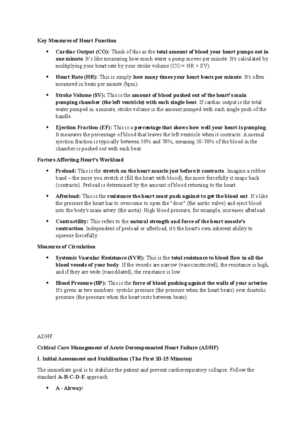 Cardiology & Critical Care: Key Measures of Heart Function and ADHF ...
