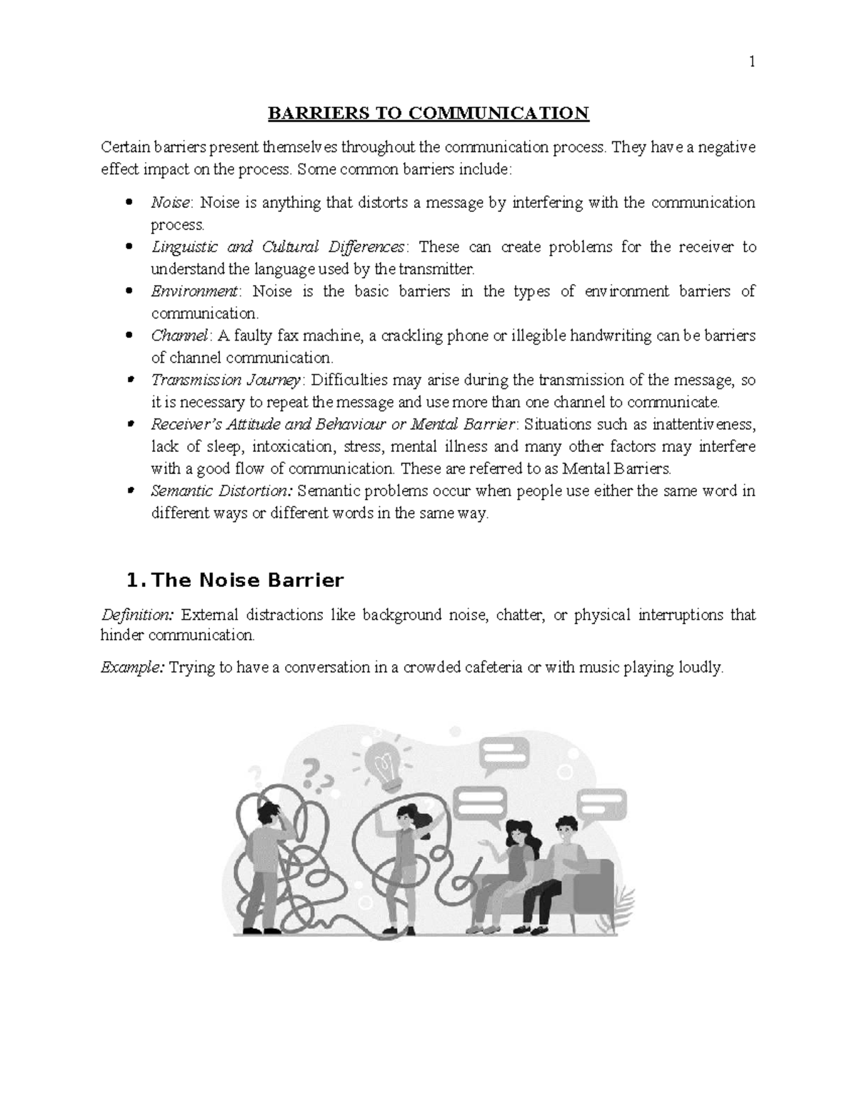 Barriers to Communication Handout - BARRIERS TO COMMUNICATION Certain ...