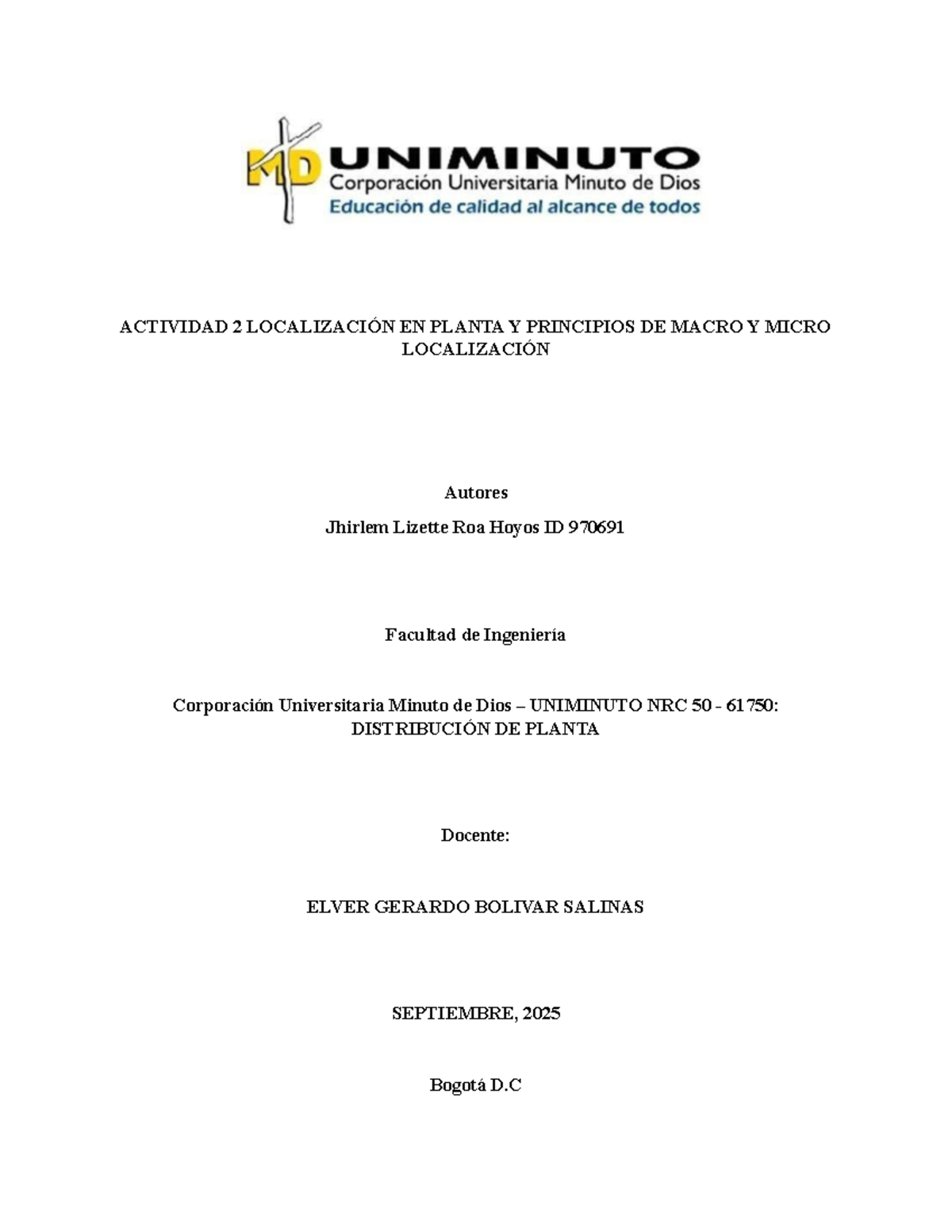 Actividad 2: Localización en Planta y Principios de Macro y Micro ...