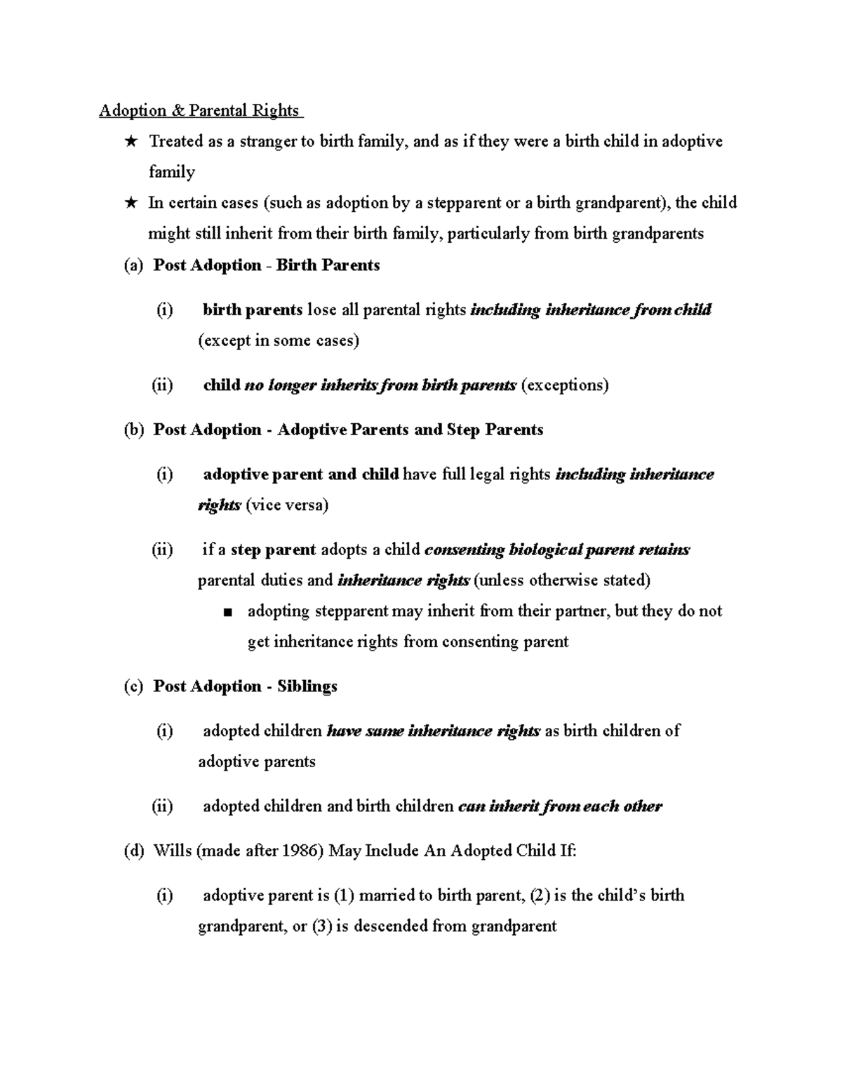 WTE - Transfers to Children Problem set 3 - Adoption & Parental Rights ...