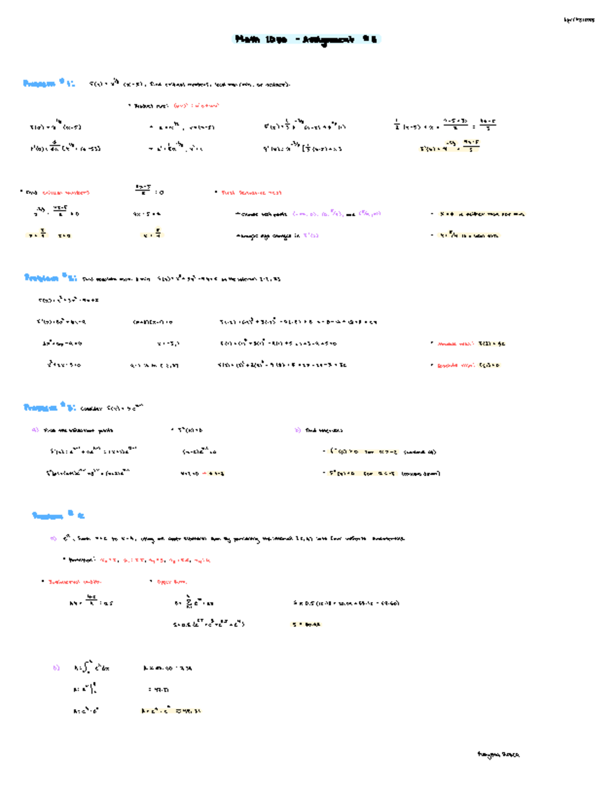 Math 1080 - Assignment #3: Analyzing Functions and Critical Points ...