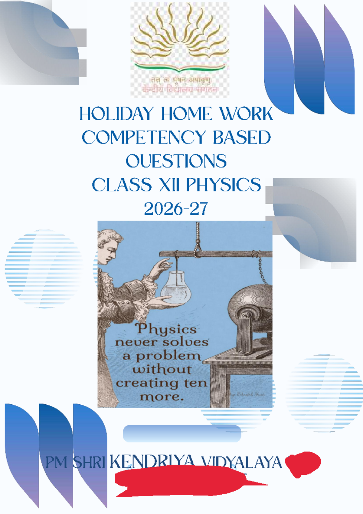 HOLIDAY HOMEWORK CLASS 12 PHYSICS: ELECTRIC CHARGES & FIELDS - Studocu