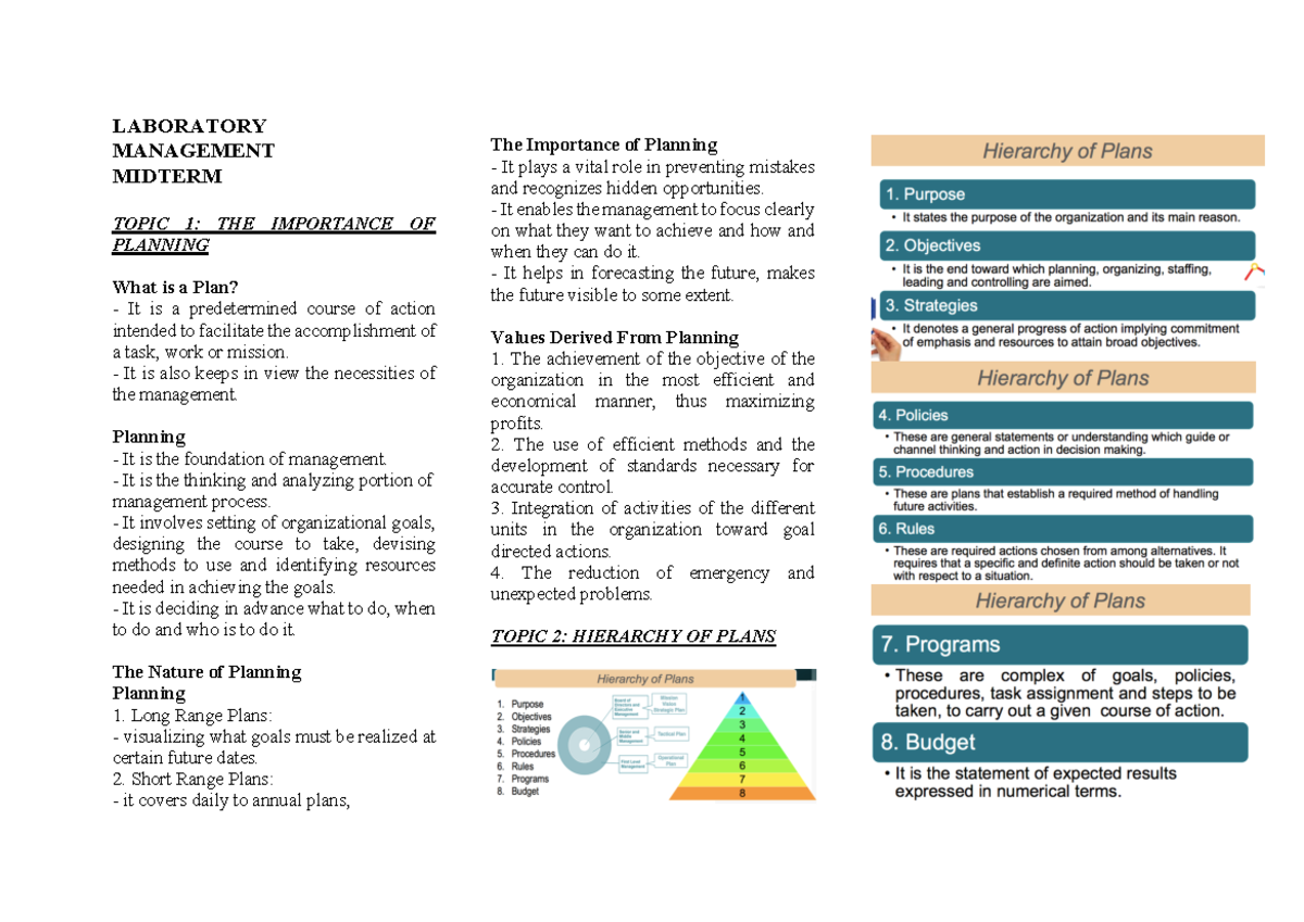 LABORATORY MANAGEMENT - LABORATORY MANAGEMENT MIDTERM TOPIC 1: THE ...