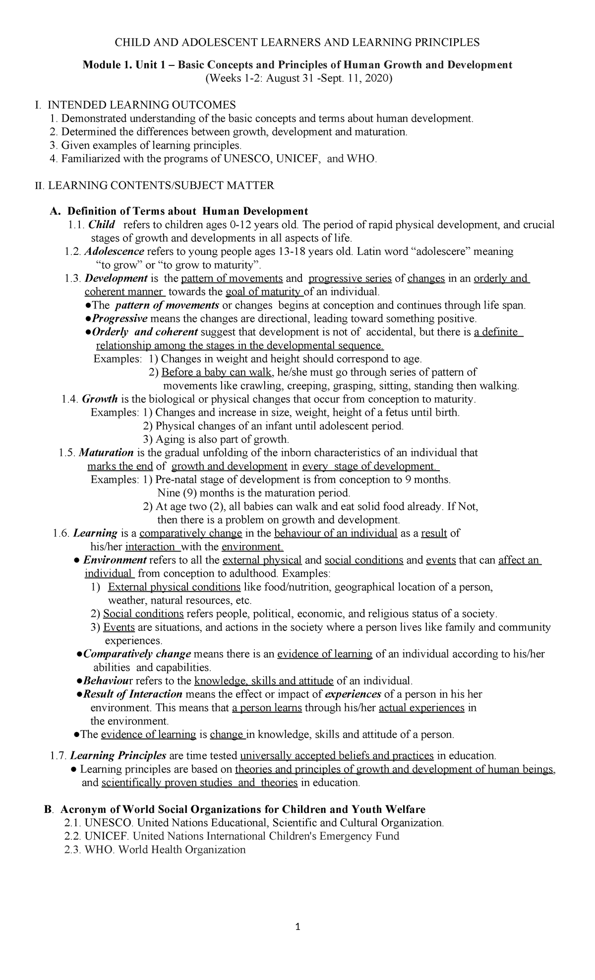 Module 1: Child and Adolescent Learners - Growth & Development ...