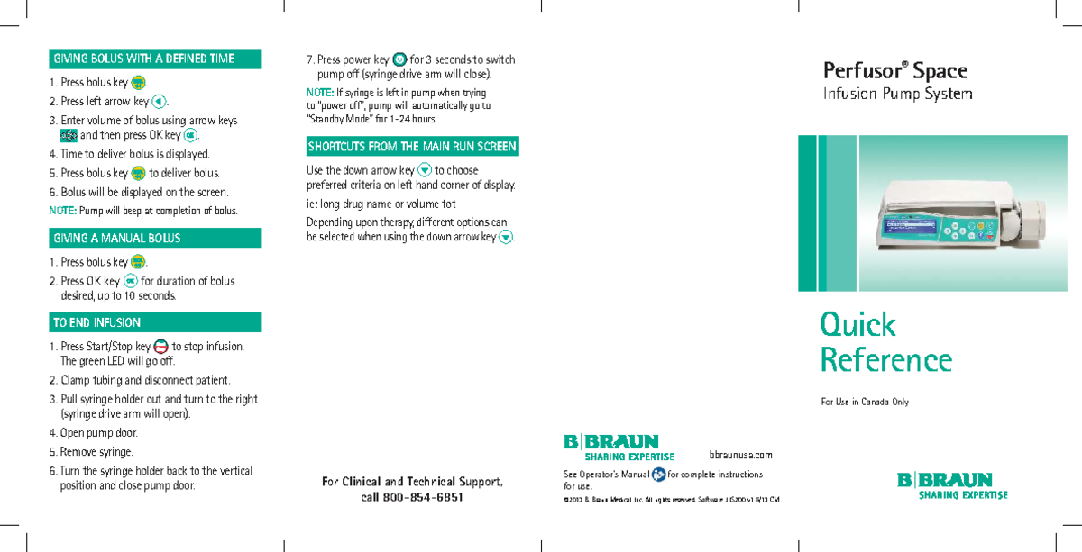 Braun Pump System Manual: Bolus Delivery & Infusion Guide - Studocu