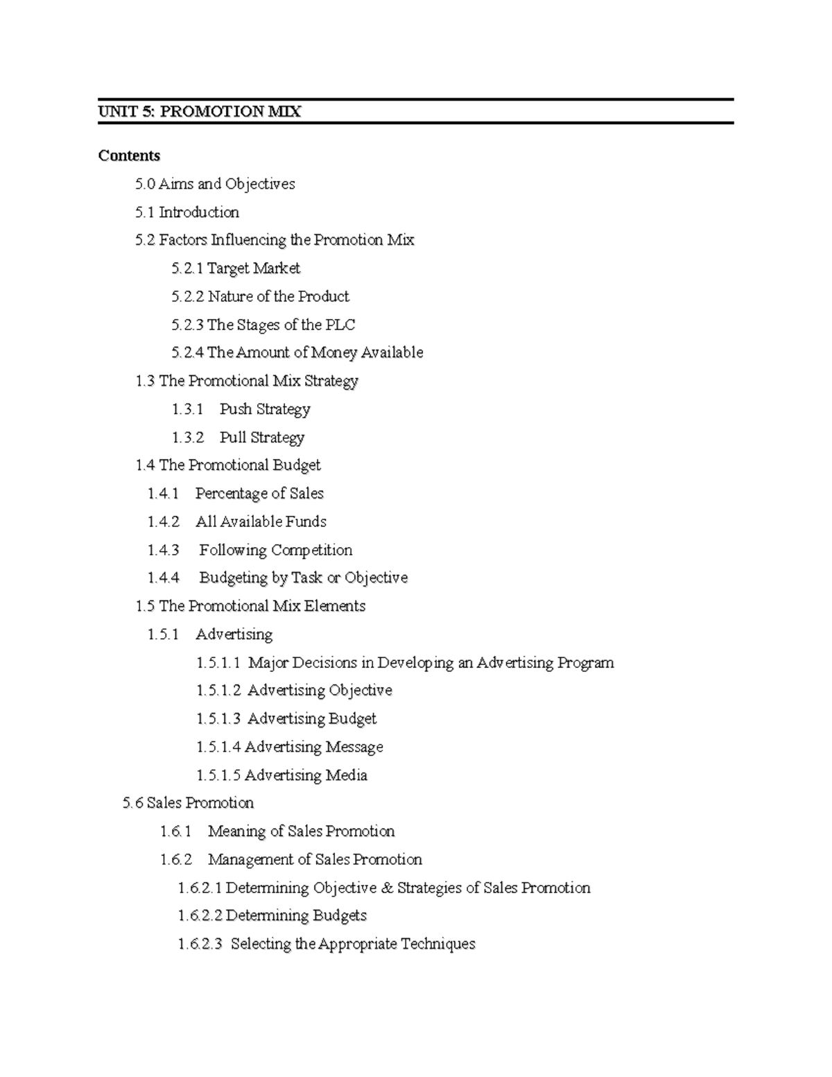 Principles of Marketing II Unit 5 - UNIT 5: PROMOTION MIXUNIT 5 ...