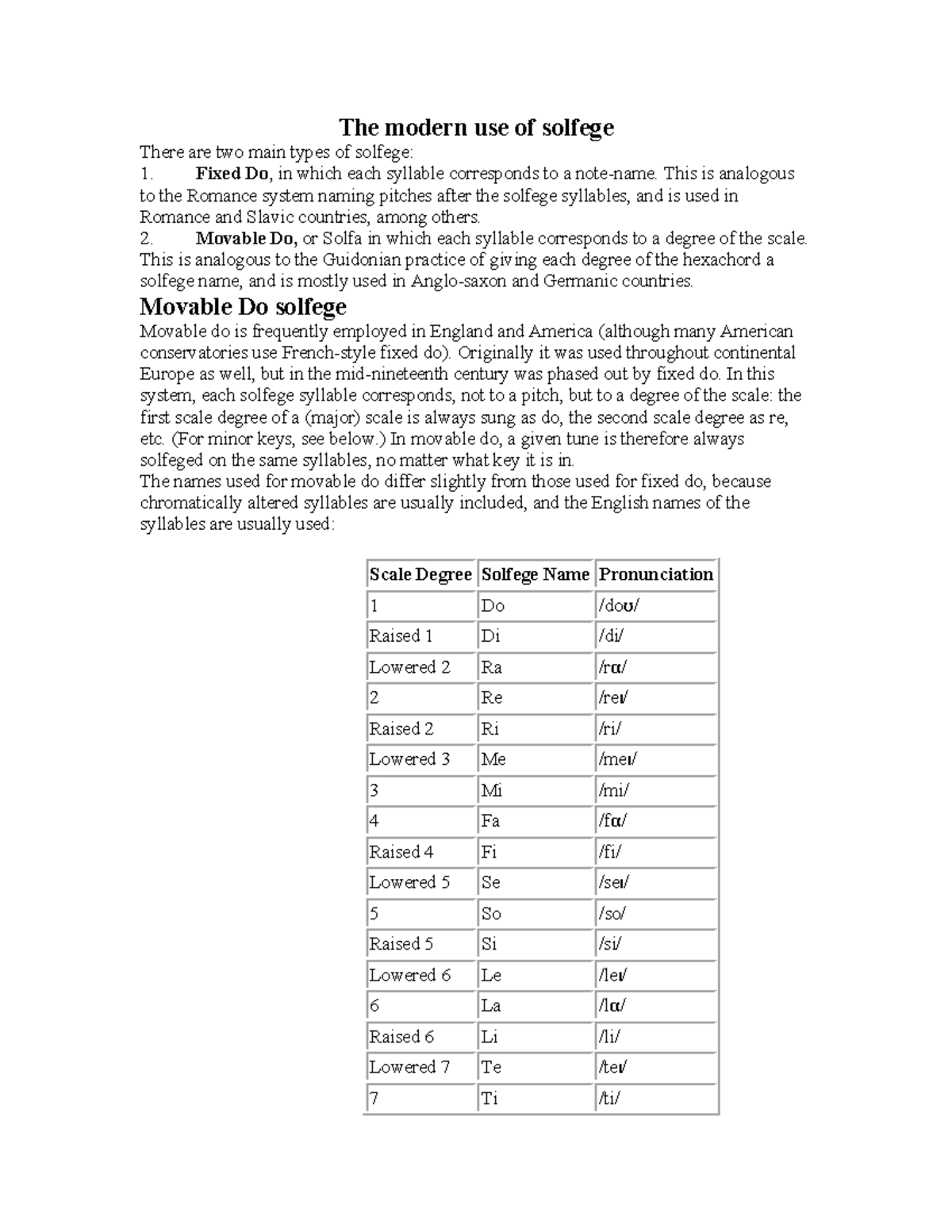 Modern Solfege Systems: Fixed Do vs. Movable Do Explained - Studocu