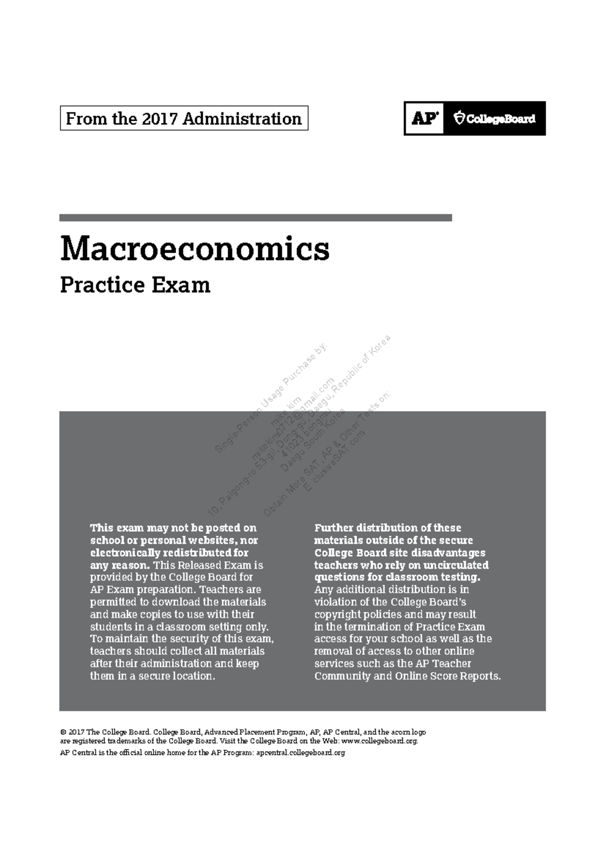 2017 AP Macroeconomics Exam Practice Test - Studocu