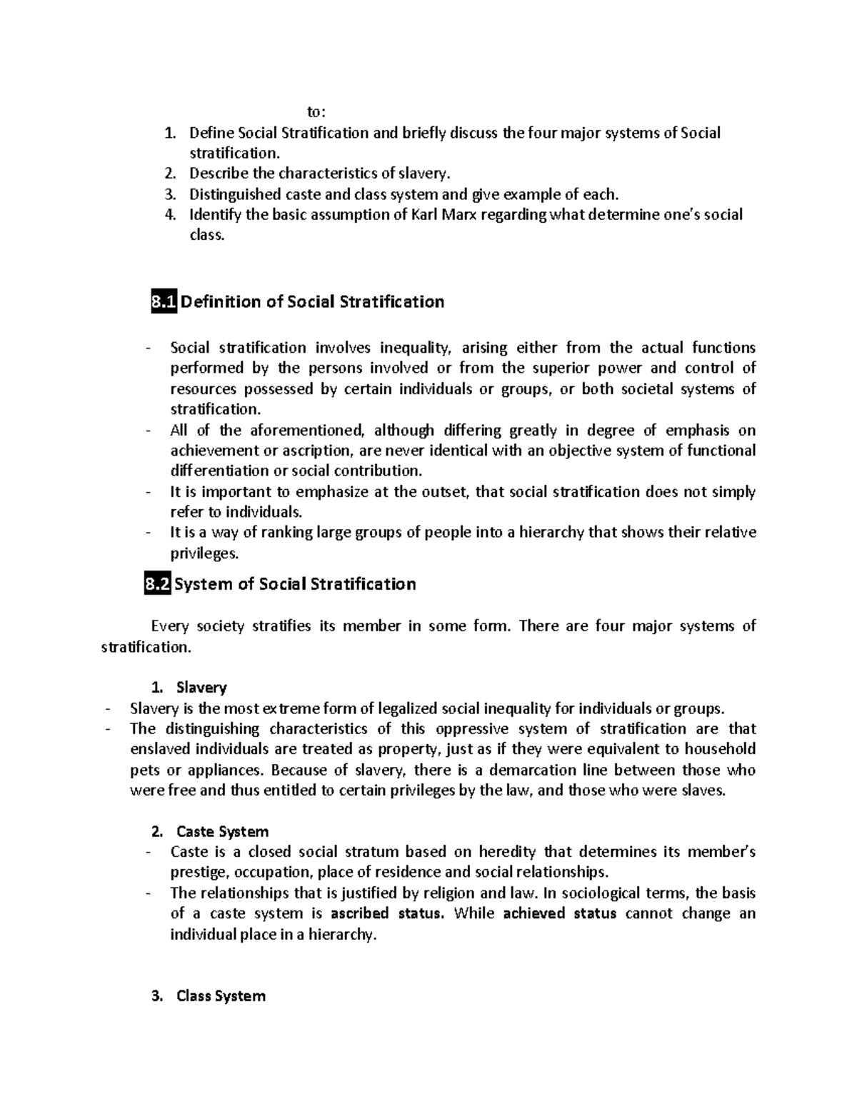 **SOC 101: Chapter 8 - Social Stratification and Its Major Systems ...
