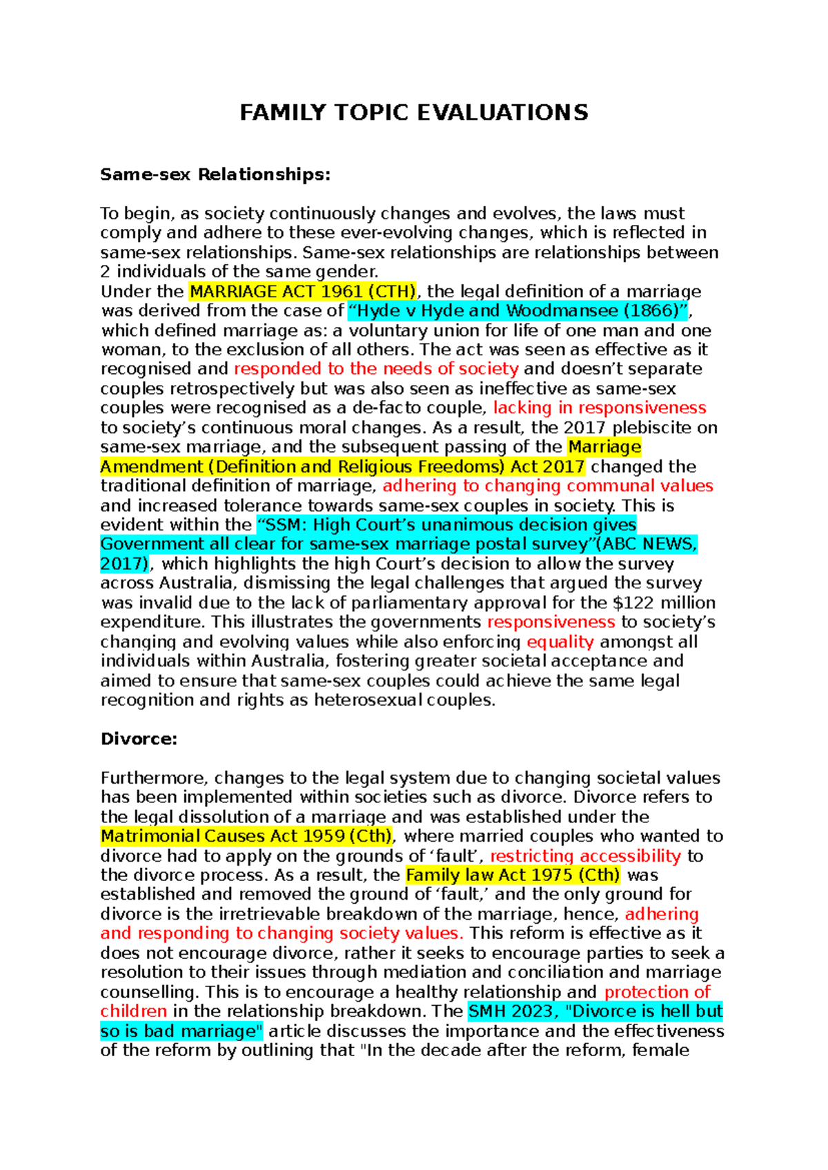 Legal - Family Essays: Evaluating Relationships, Divorce, and Child ...