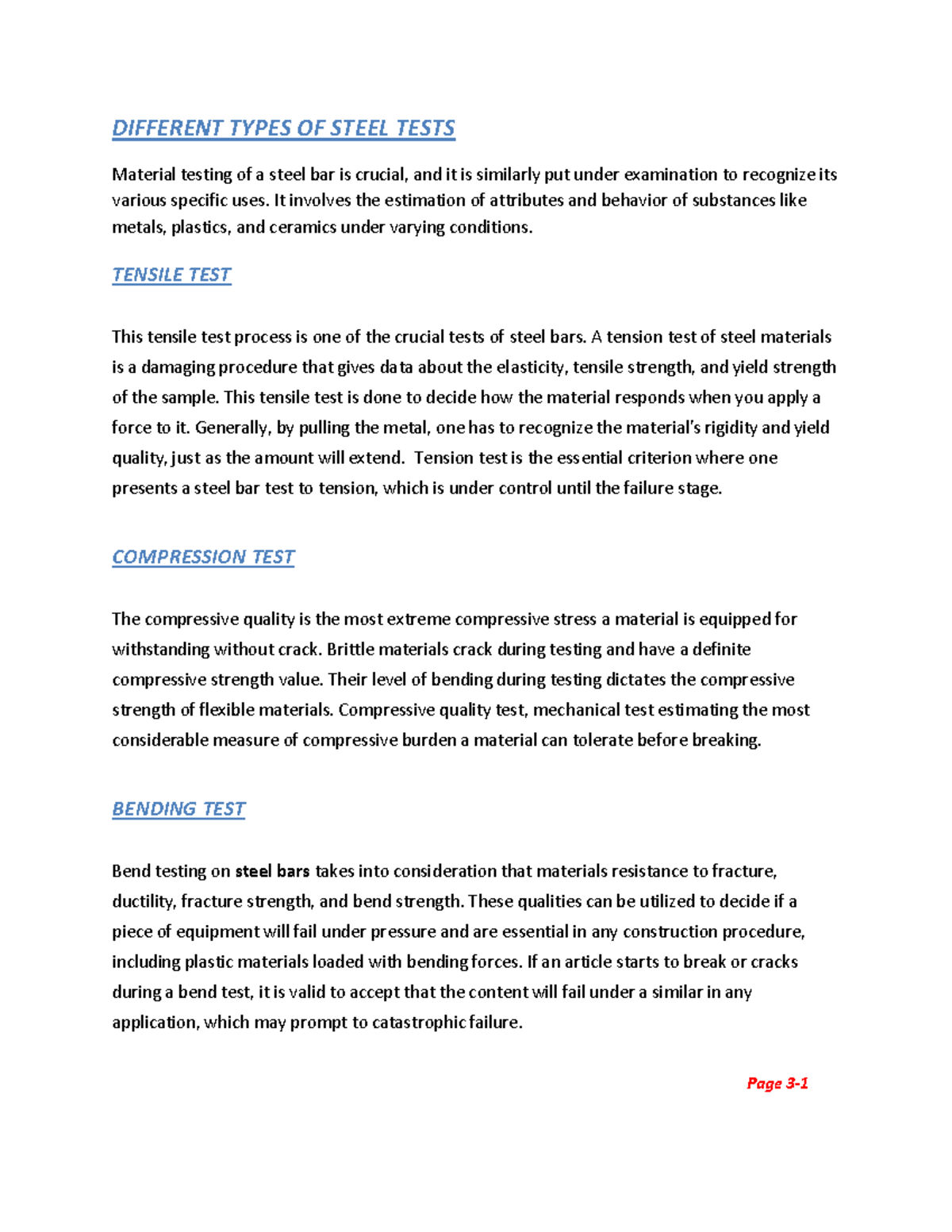 Types of Steel Tests: A Comprehensive Overview - Studocu