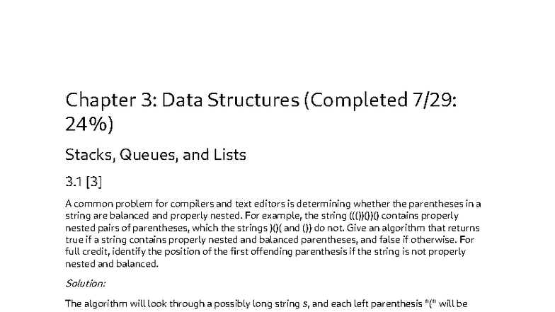 Chapter 3: Data Structures - Stacks, Queues, and Lists Overview - Studocu