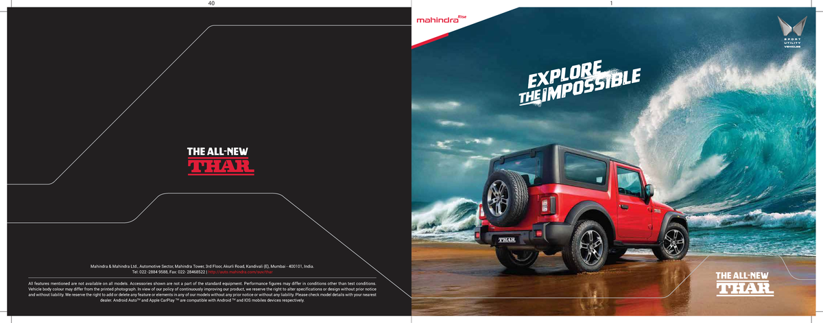 Thar Brochure (40 Pages) - Mahindra Automotive Sector Overview - Studocu