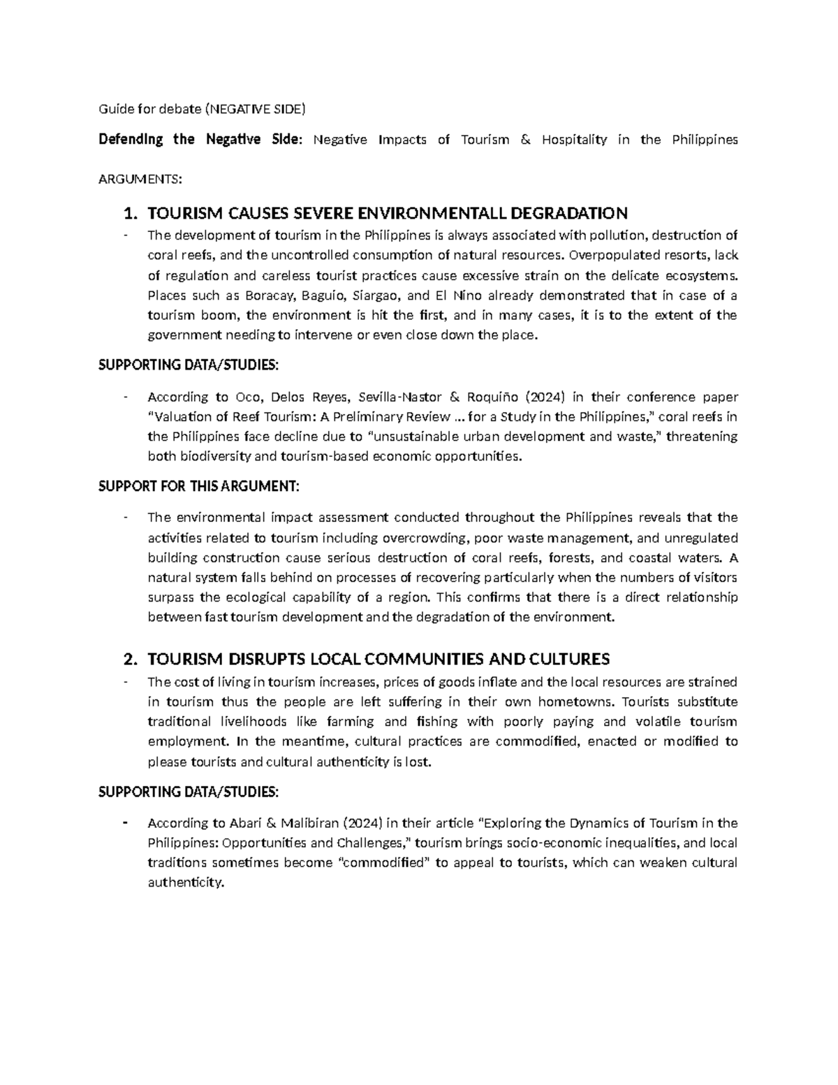 Negative Impacts of Tourism & Hospitality in the Philippines: A Debate ...