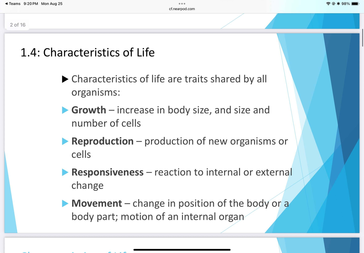 Biology 101: Characteristics and Maintenance of Life - Studocu