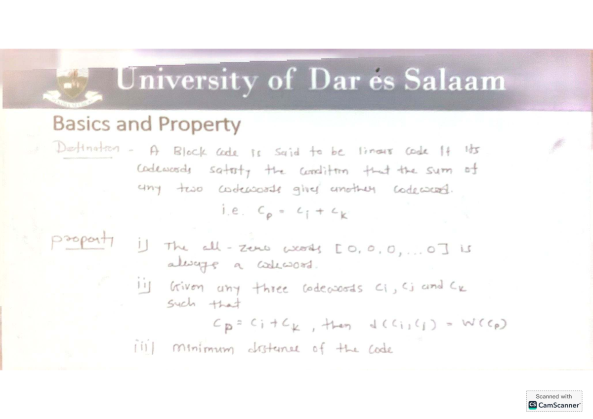 Lecture Notes on Linear Codes and Hamming Codes - Studocu