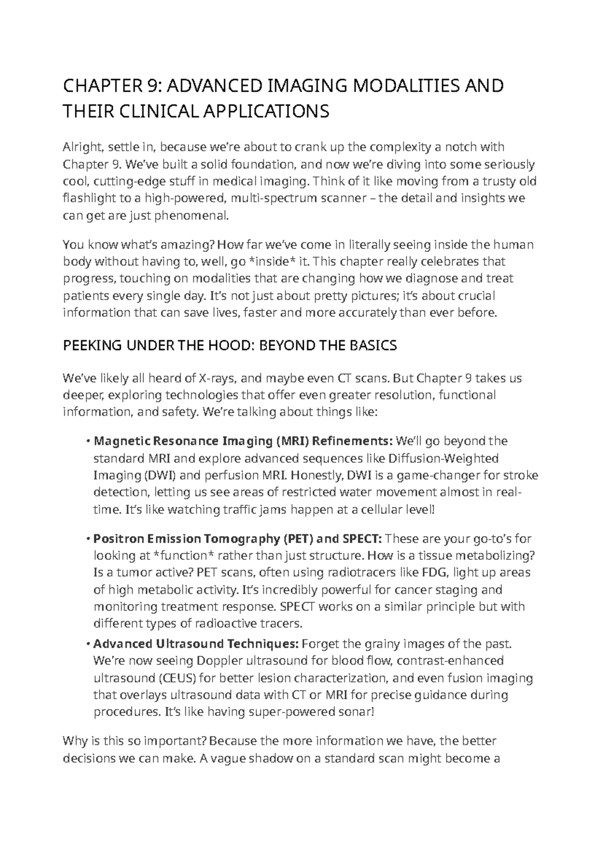 CHAPTER 9: ADVANCED IMAGING MODALITIES IN MEDICAL TECH REVIEW - Studocu