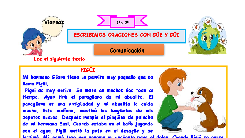 Ficha 9: Oraciones con Güe y Güi - 1º y 2º Viernes - Studocu
