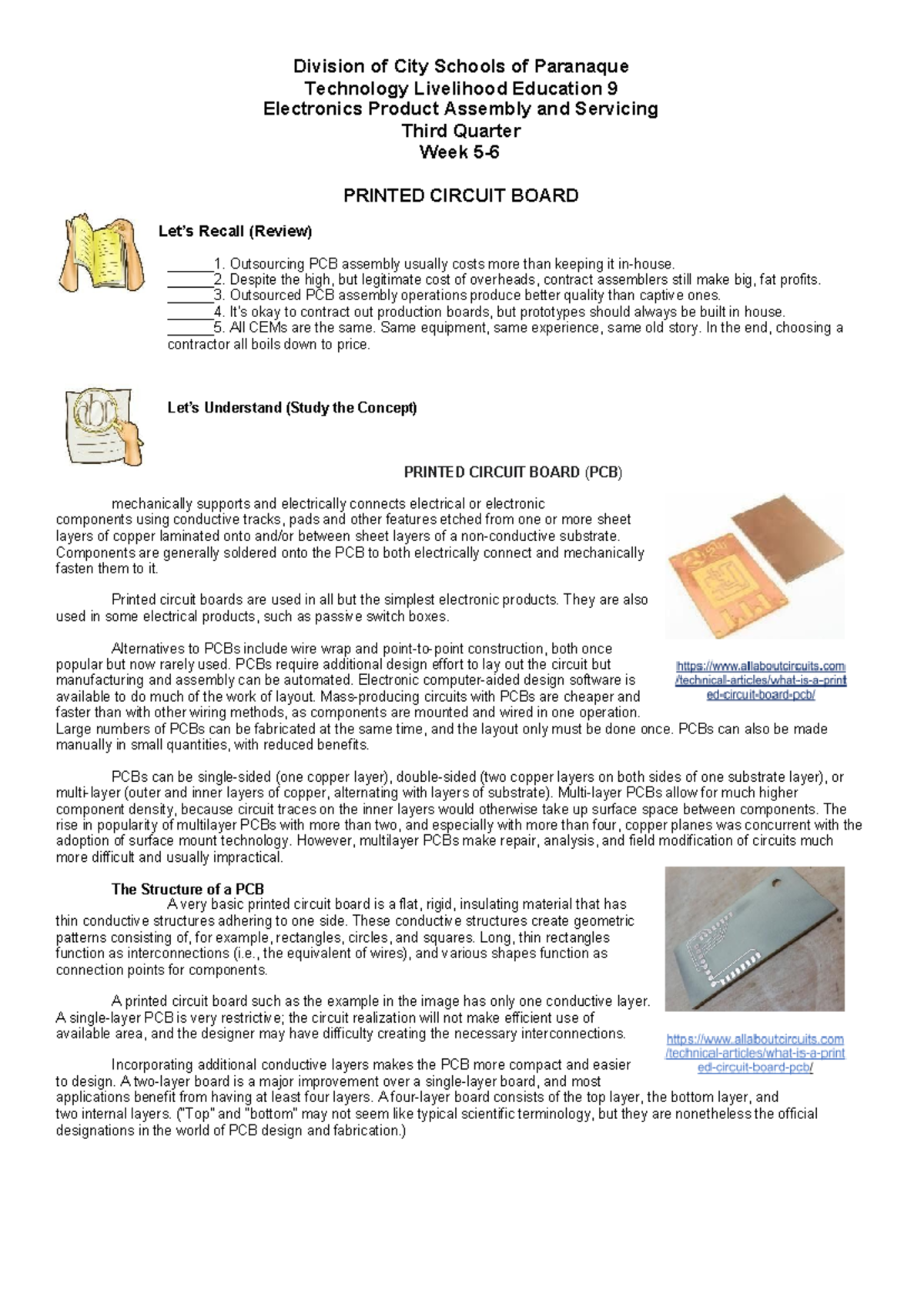 EPAS G9 M Q3 W5-W6 - Understanding and Designing Printed Circuit Boards ...