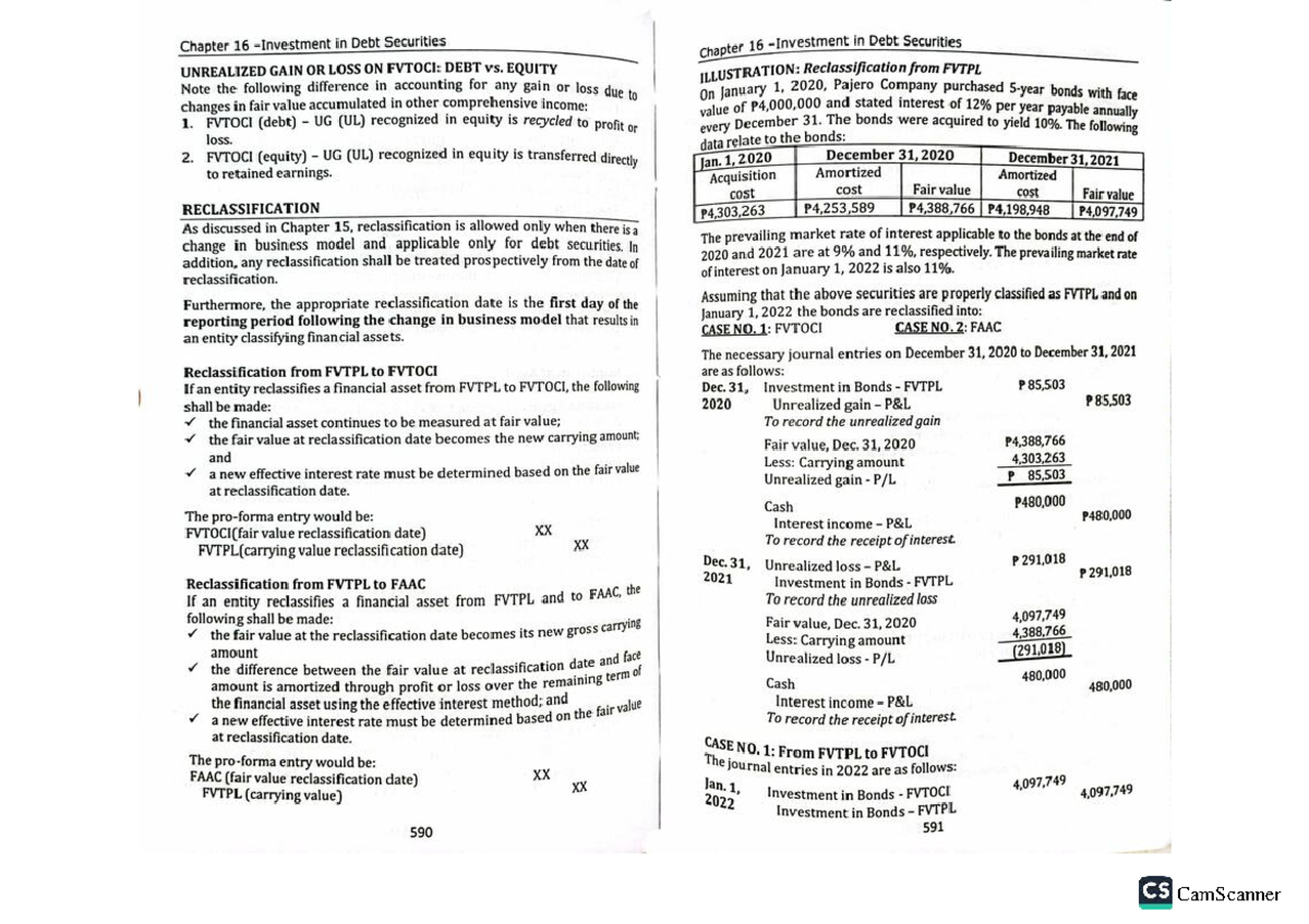 Chapter 16: Reclassification of Debt Securities (CS) - Studocu