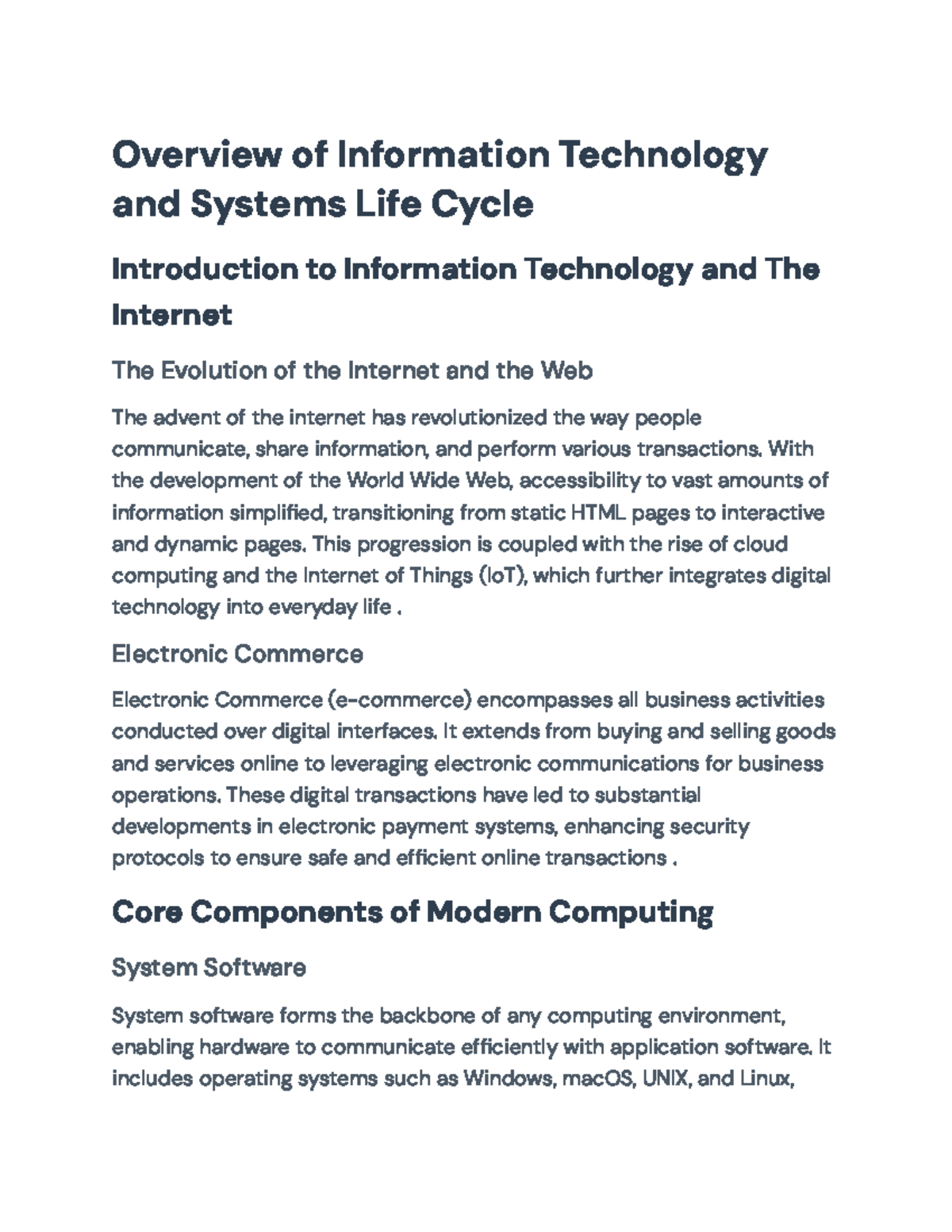 Information Technology Systems Life Cycle Overview and Insights ...
