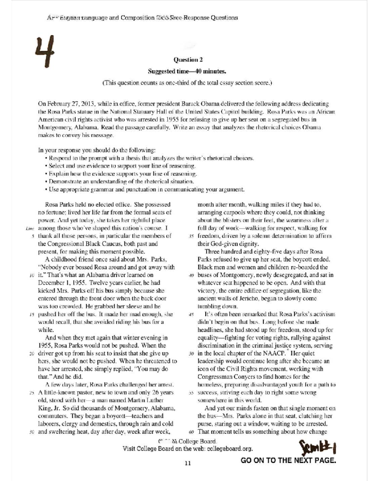 AP Lang & Comp Essay: Analyzing Obama's Rhetorical Choices on Rosa ...