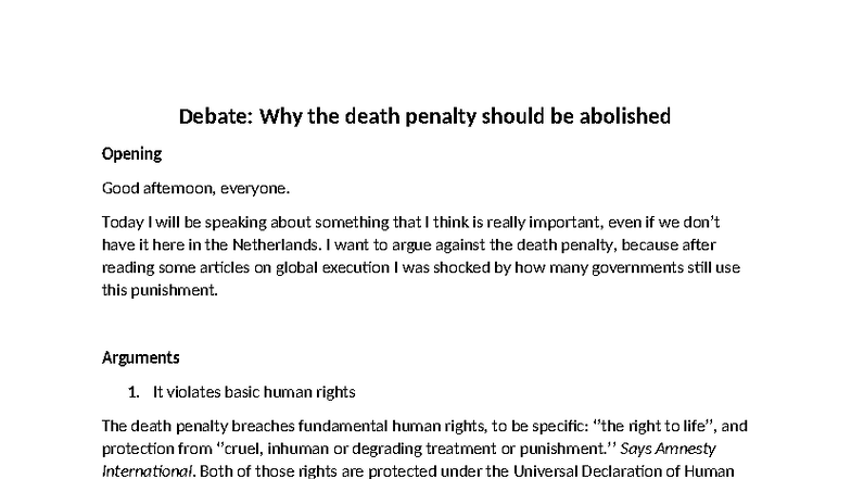 Debate: Why the Death Penalty Should Be Abolished - Key Arguments ...