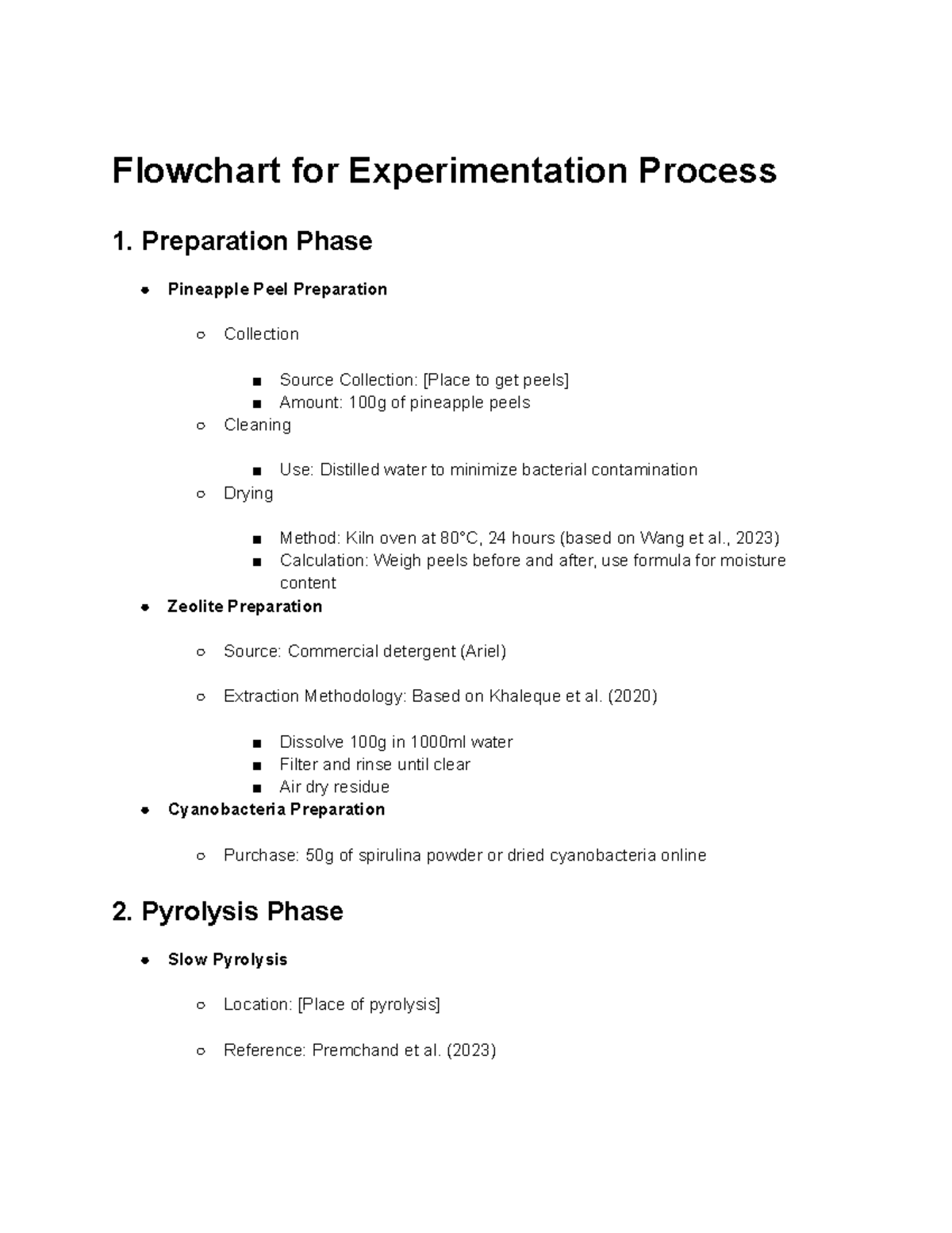 Experimentation Process Flowchart: Pineapple Peel & Cyanobacteria ...