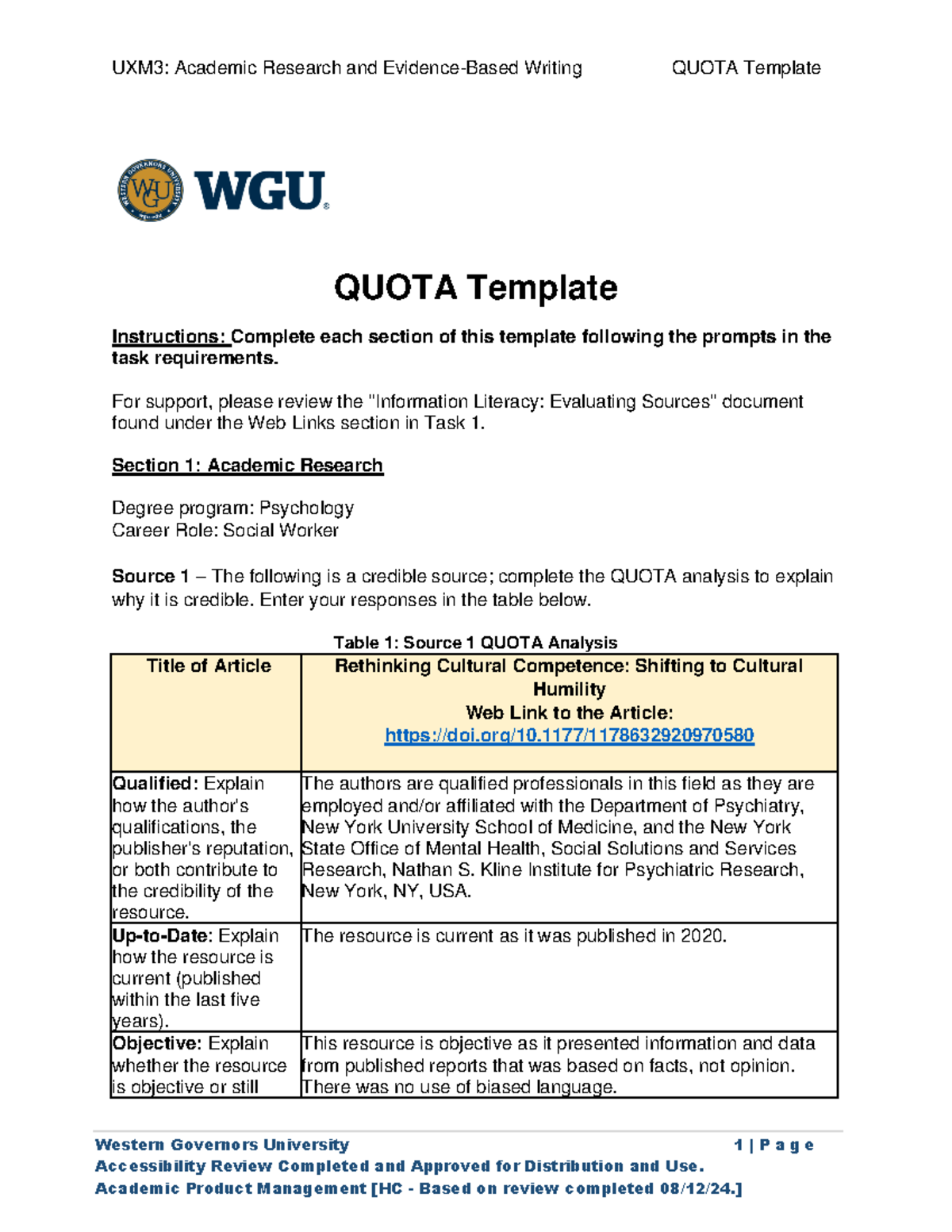 D389 Task-1 - D389 Task 1 passed - Western Governors University 1 | P a ...