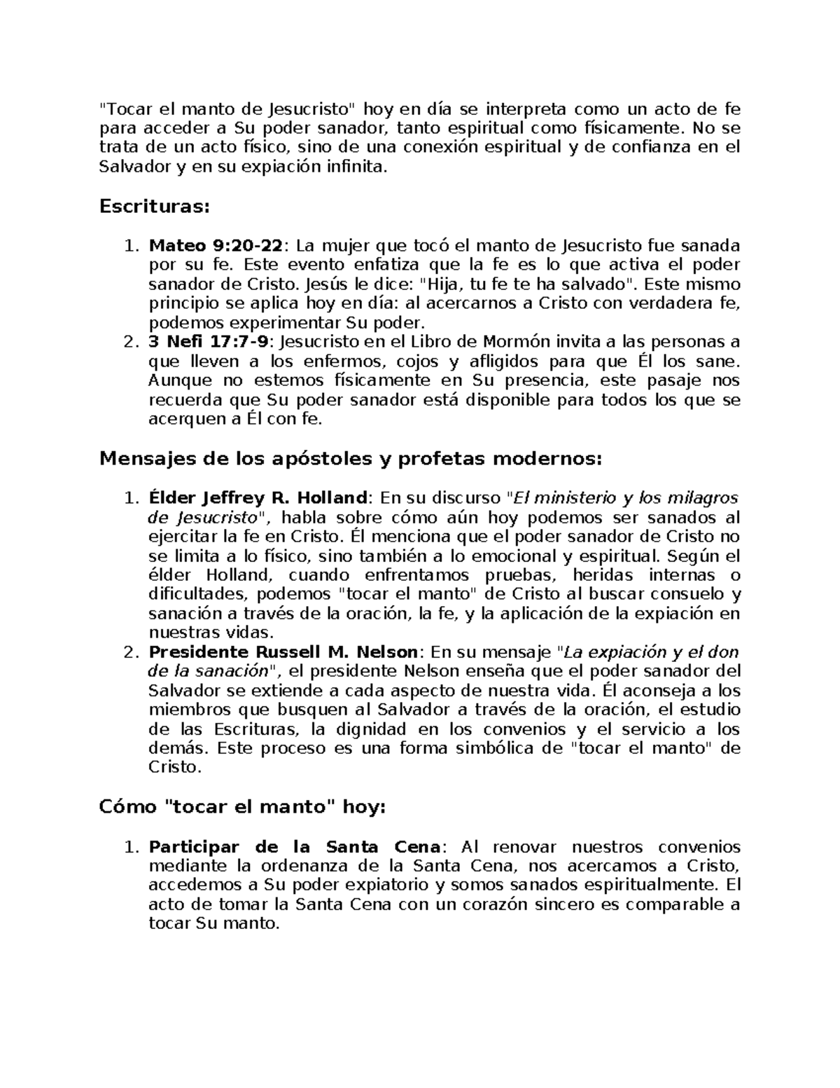 Tocar el manto de Jesucristo - "Tocar el manto de Jesucristo" hoy en ...