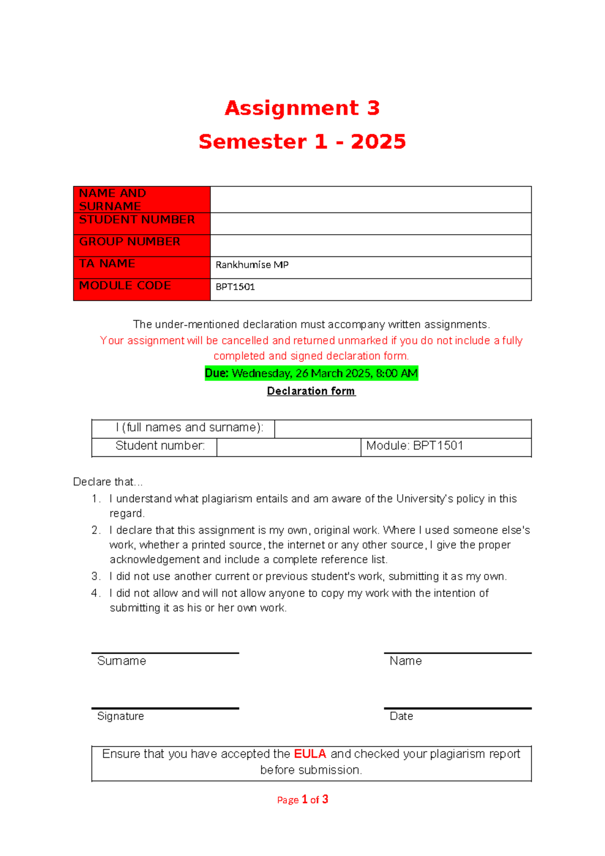 Assignment 3 Template - BPT1501 - S1 2025 - Studocu