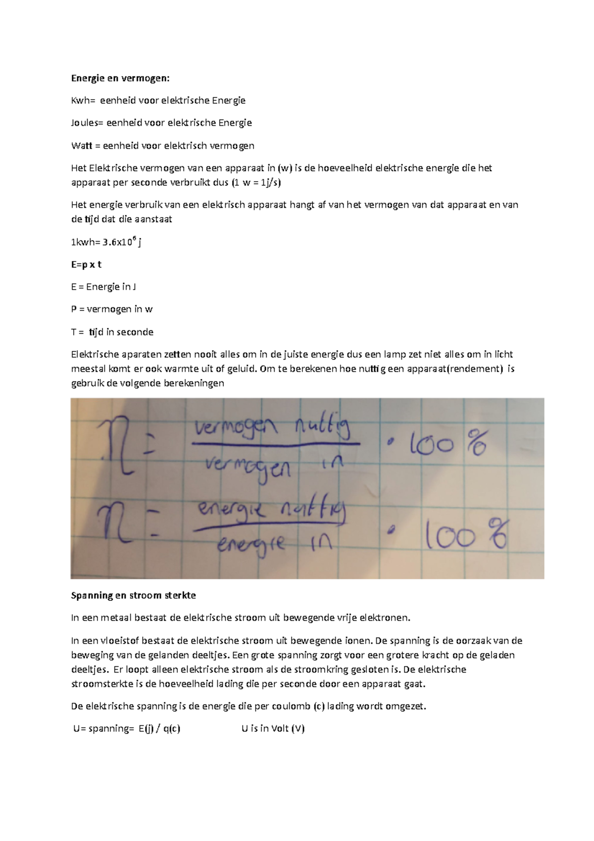 Natuurkunde Hoofdstuk 1: Energie, Vermogen en Weerstand Uitleg ...