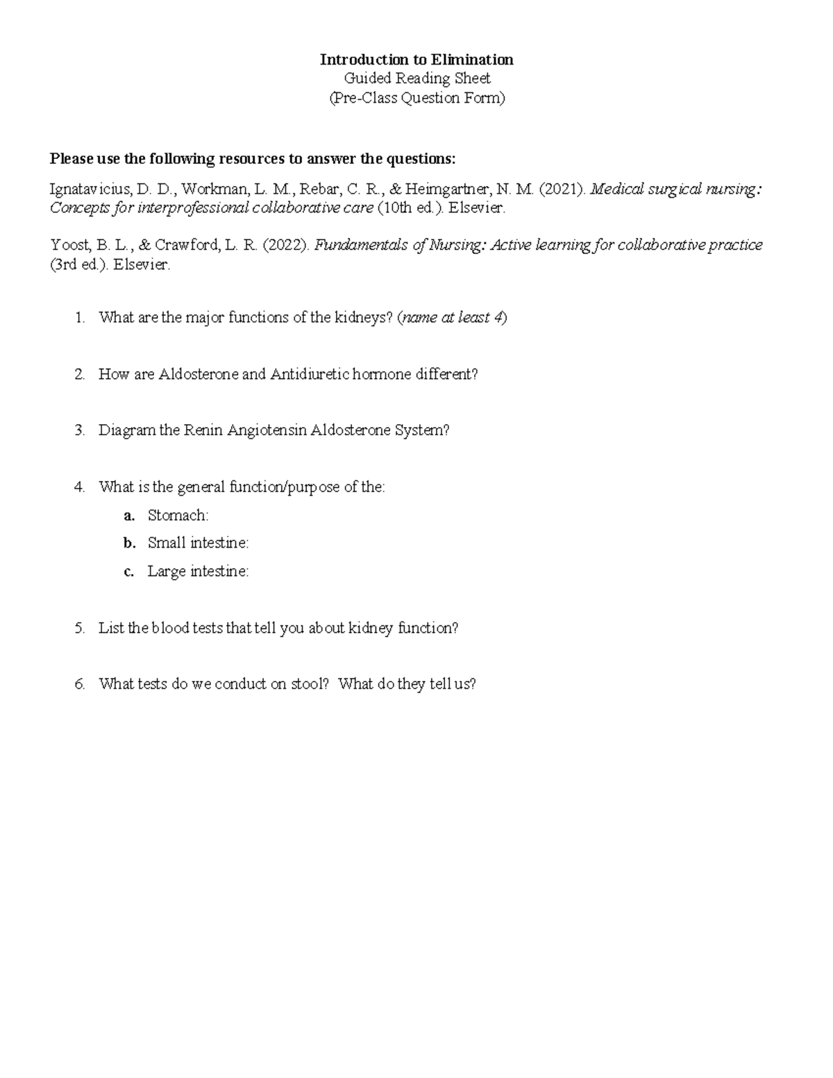 Intro to Elimination Guided Reading Sheet Student 2 - Introduction to ...
