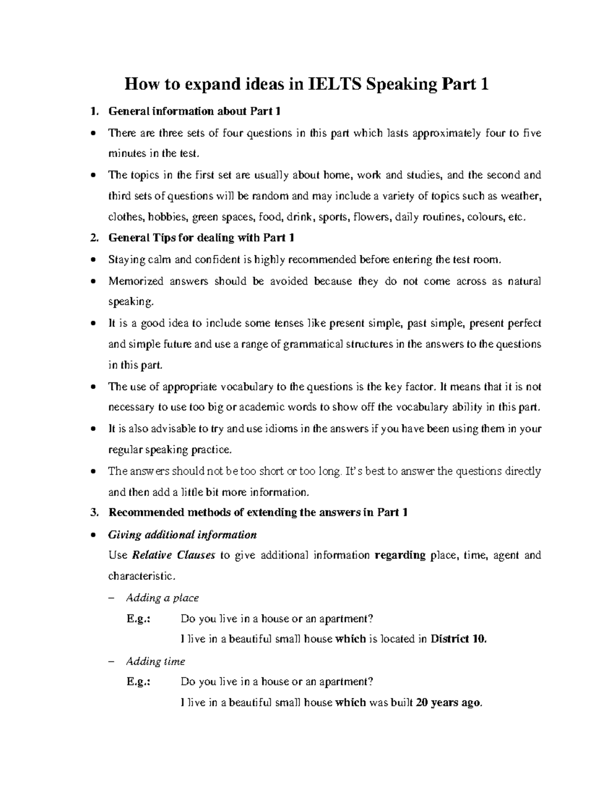 Lesson 4 - Elearning - How to expand ideas in IELTS Speaking Part 1 ...
