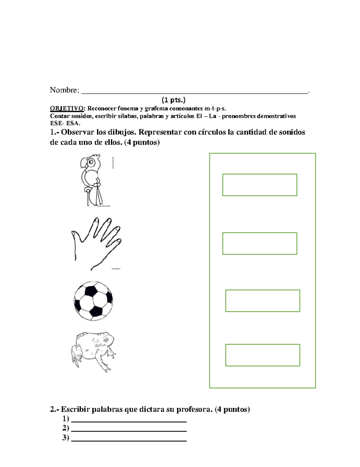 Guia consonantes m l s p - Nombre