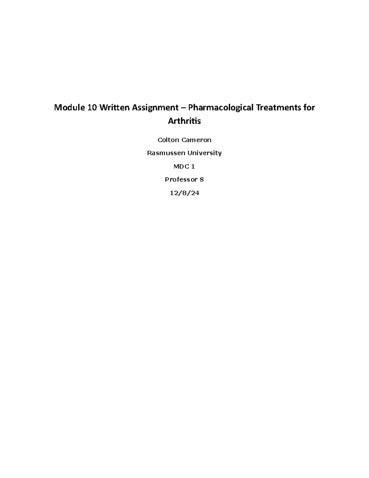 CCameron NUR2356 Module 10 Assignment 12824 - Module 10 Wri-en ...