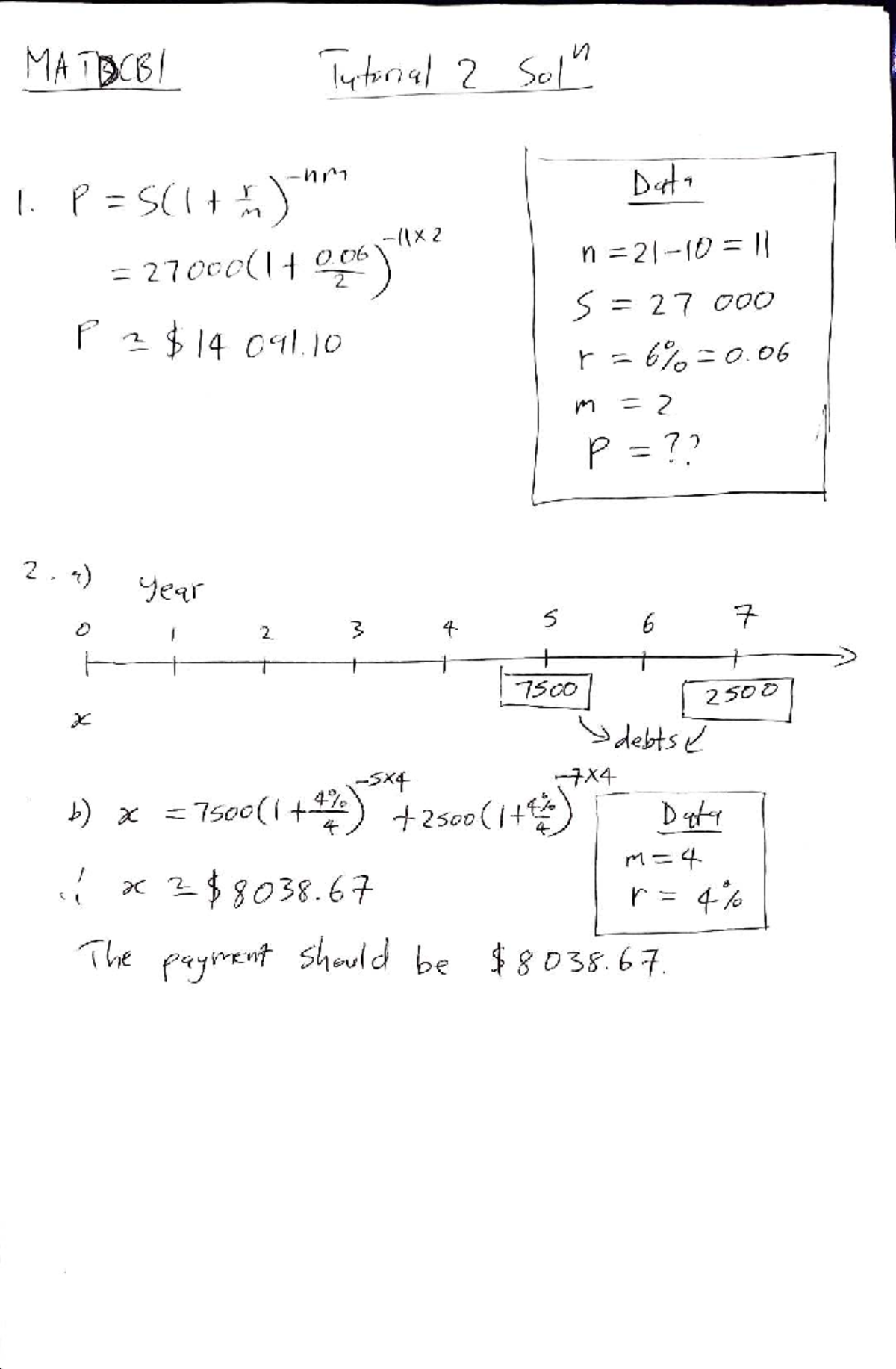 Matdcb 1 TC61 Tutorial 2 Solutions on Debt Management - Studocu