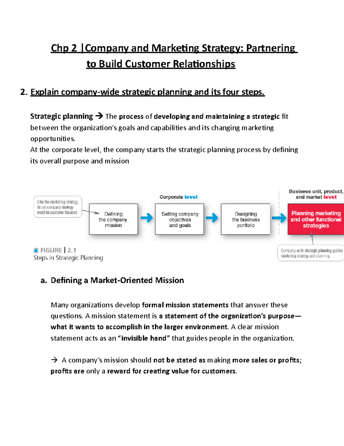 Chp 2 Company and Marketing Strategy - Explain company-wide strategic ...