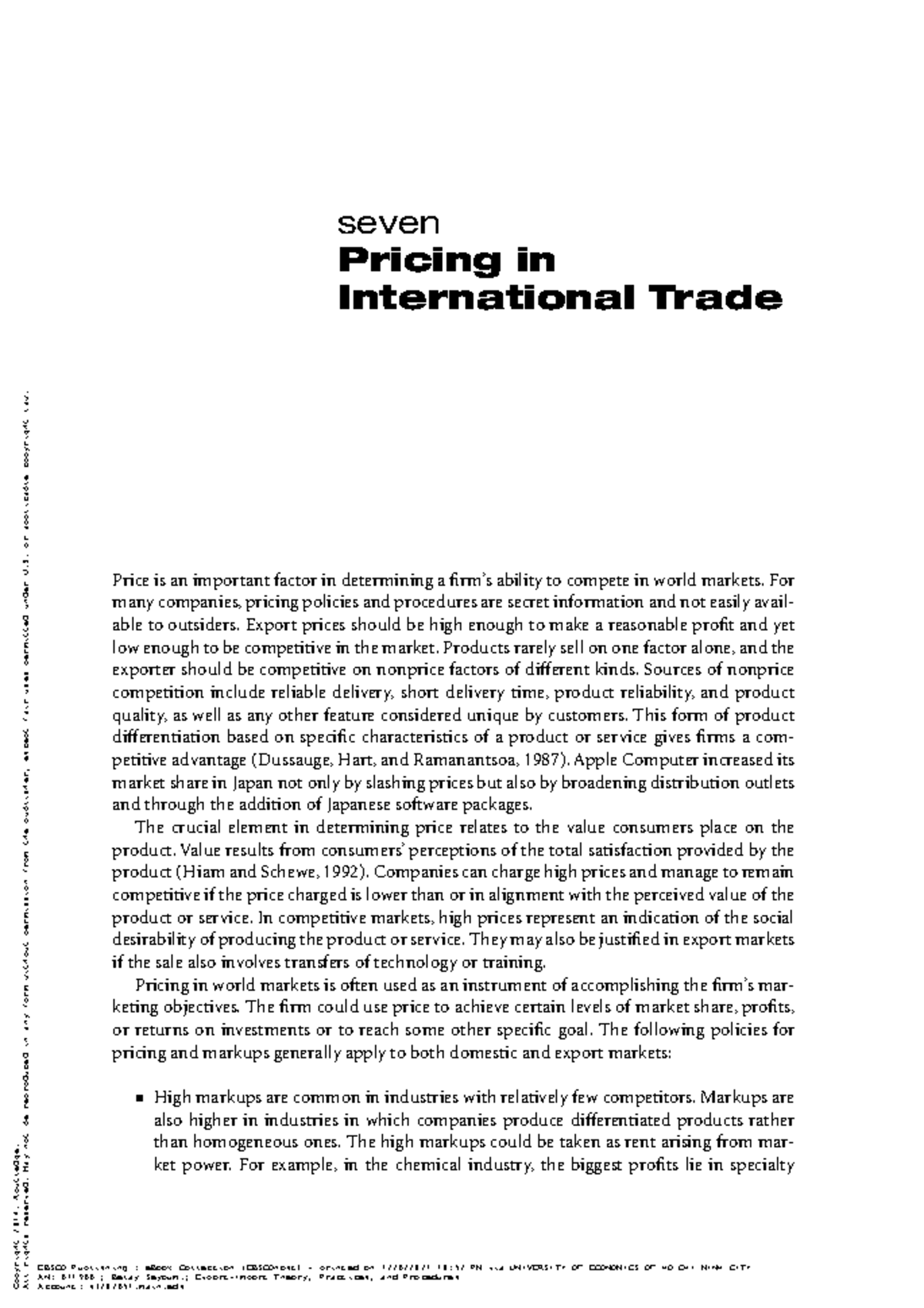 Pricing in International Trade: Chapter 7 - Belay Seyoum 2014 - Studocu