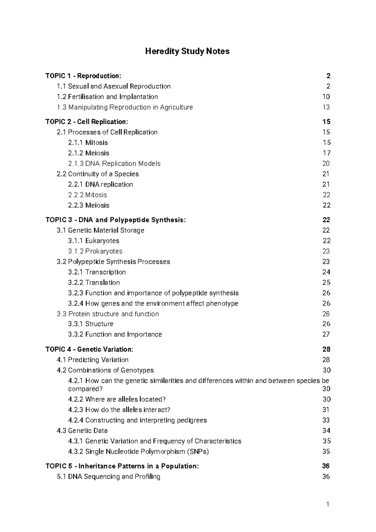Heredity Study Notes (Mod 5): Reproduction, Cell Replication & DNA ...