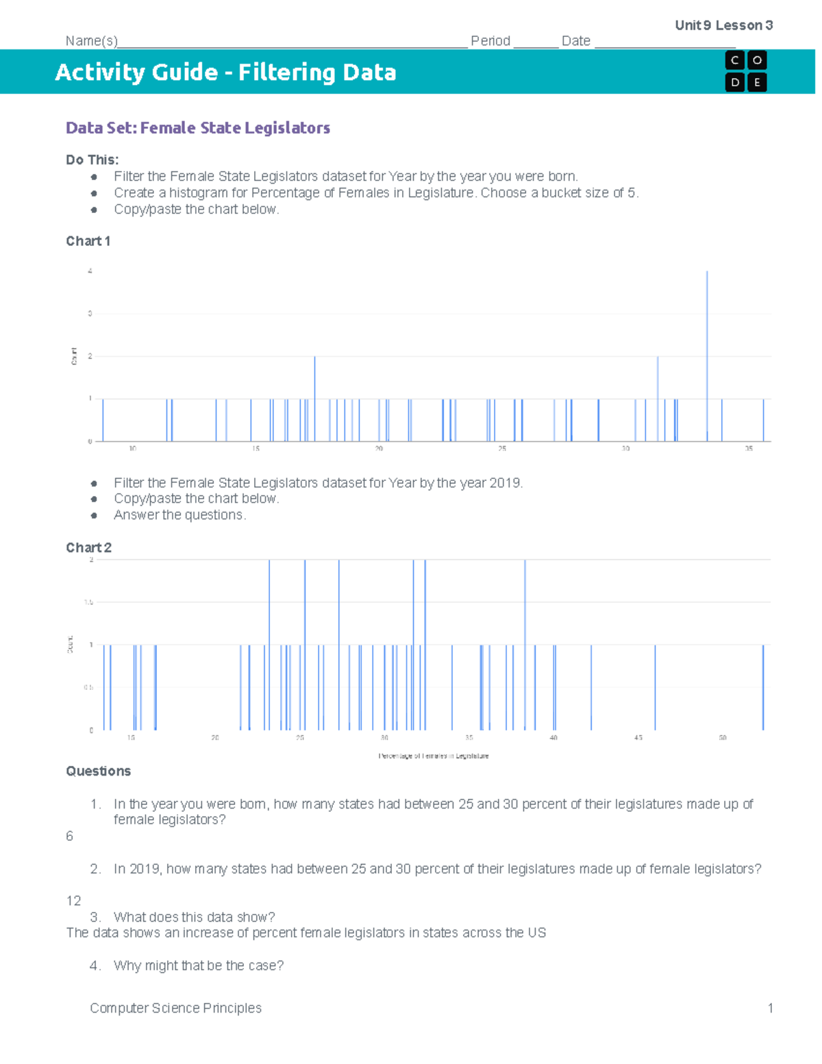 Filtering Data - Unit 9 Lesson 3 - Unit 9 Lesson 3 - Studocu