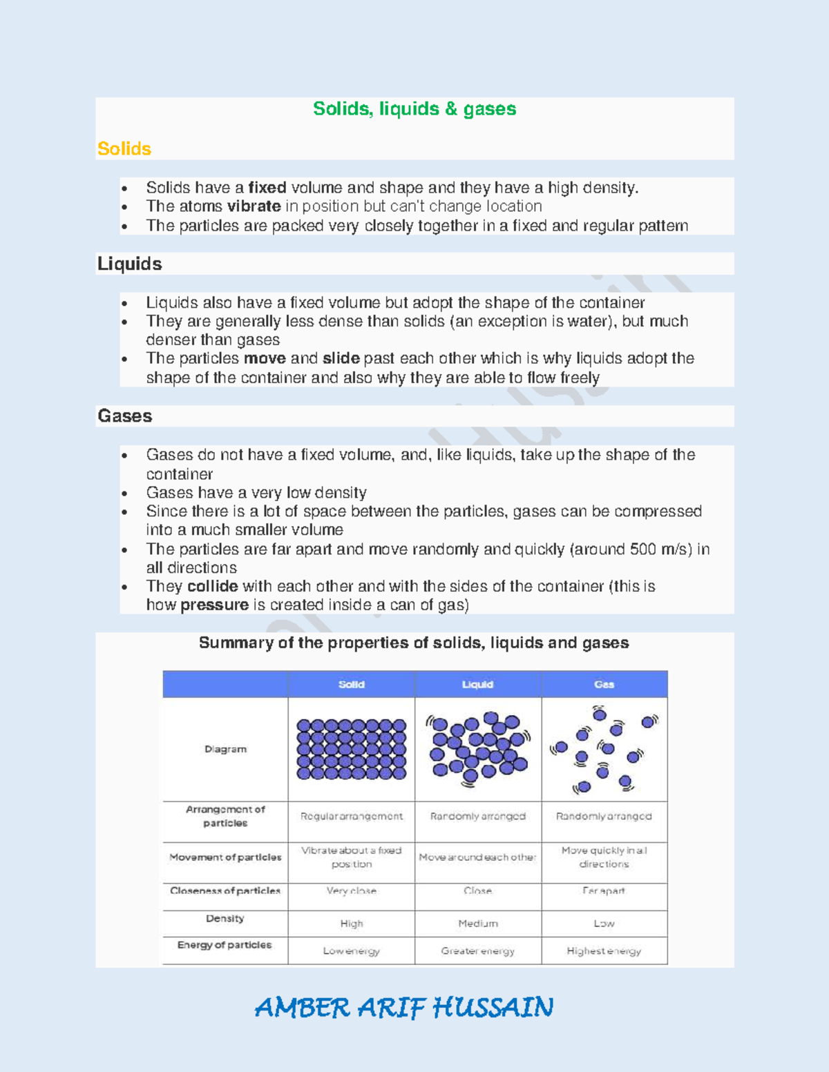 States of Matter: Solids, Liquids, and Gases - 0690 Notes - Studocu