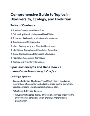 BIOL 241 - Lecture 1 Study Guide: Ecosystems, Evolution, and Diversity ...