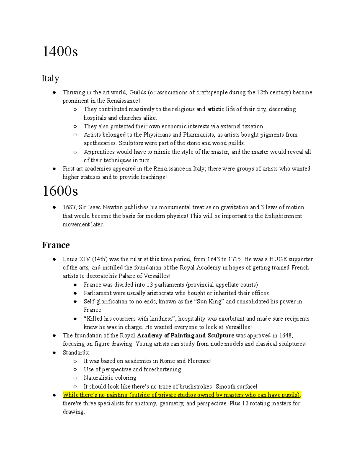 1400s-1800s Art Evolution: From Renaissance to Neoclassicism - Studocu