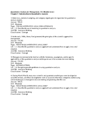 Chapter 3 - Test bank - Quantitative Analysis for Management, 13e ...