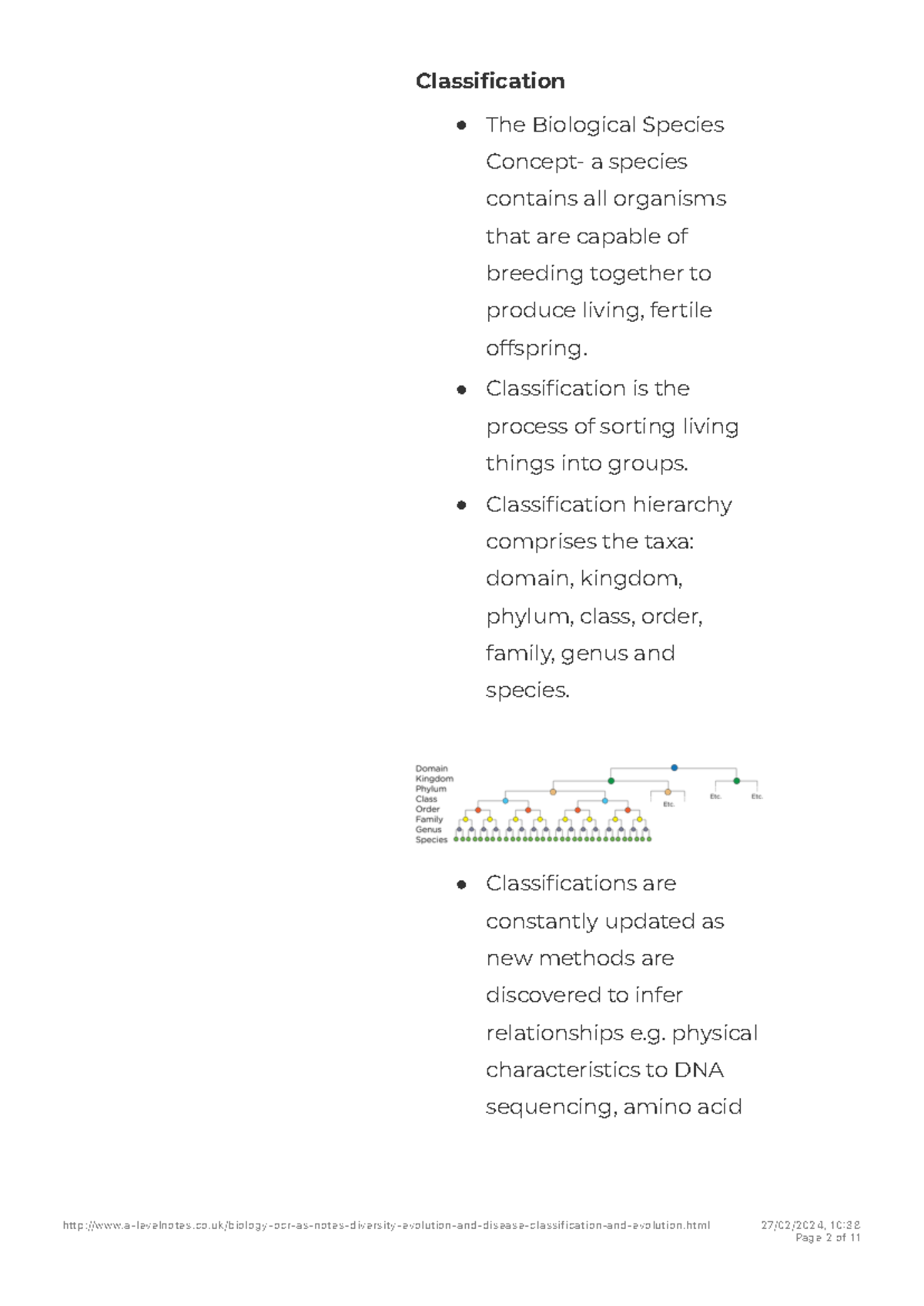 A-Level Biology OCR Notes: Classification and Evolution Overview - Studocu