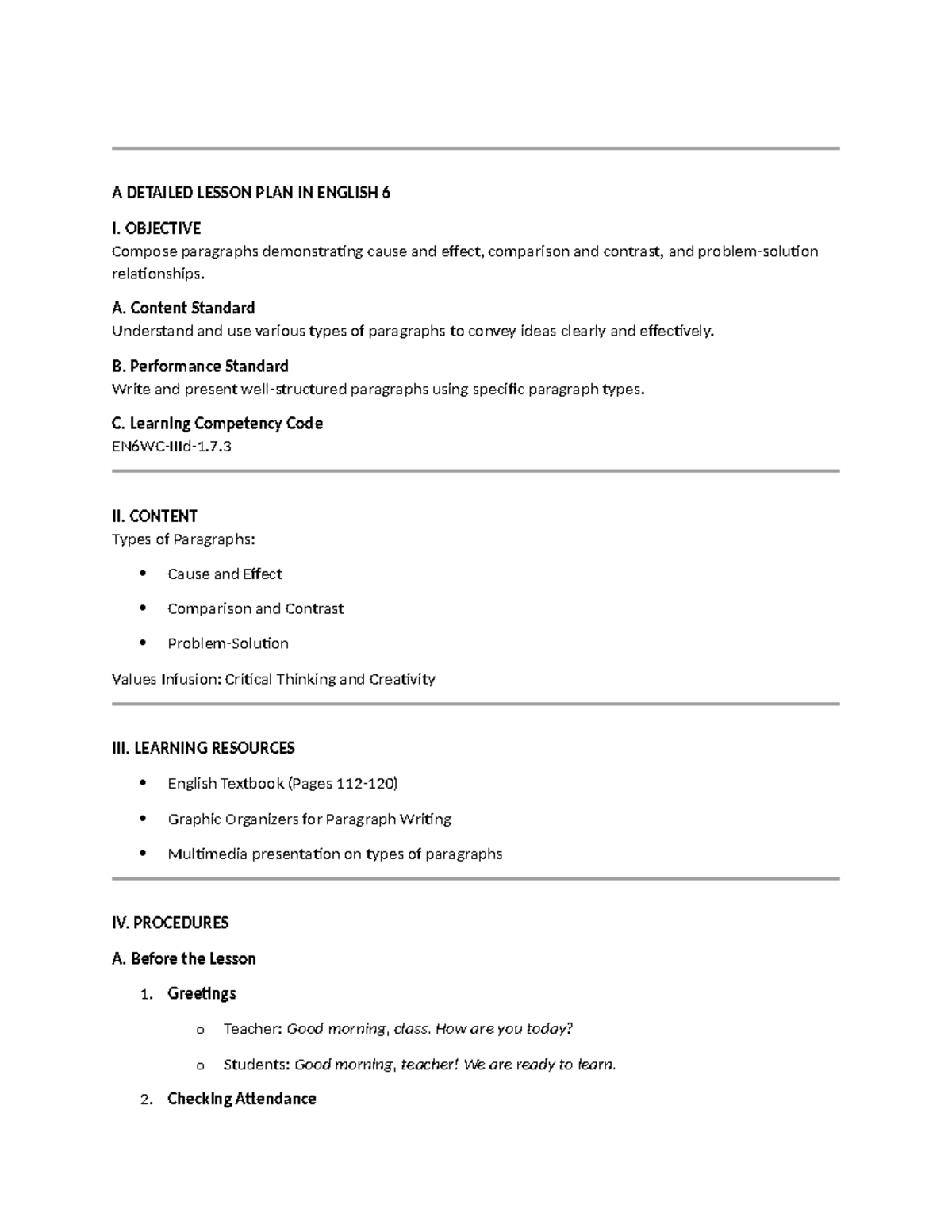 ENG2-Lesson Plan: Writing Cause-Effect, Compare-Contrast, and Problem ...
